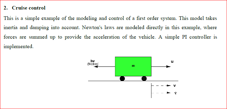 Solved Cruise controlThis is a simple example of the | Chegg.com