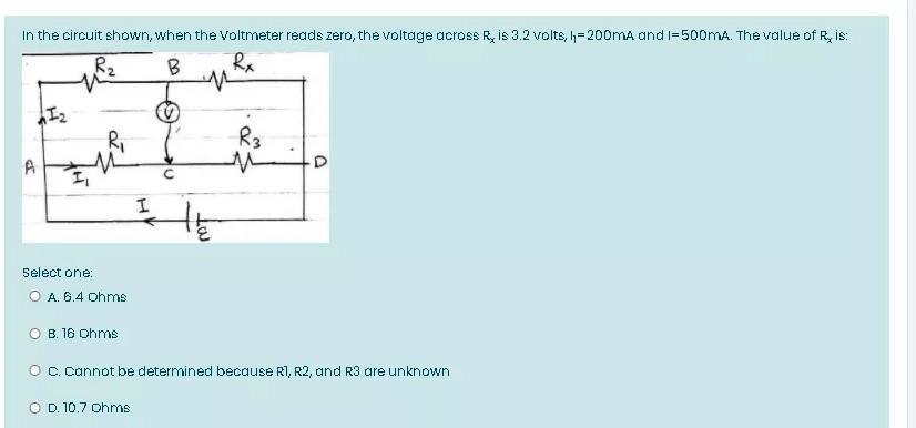 Solved in the circuit shown, when the Voltmeter reads zero, | Chegg.com