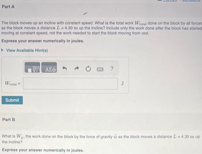Solved Work on a Block Sliding Up a Frictionless Incline A | Chegg.com