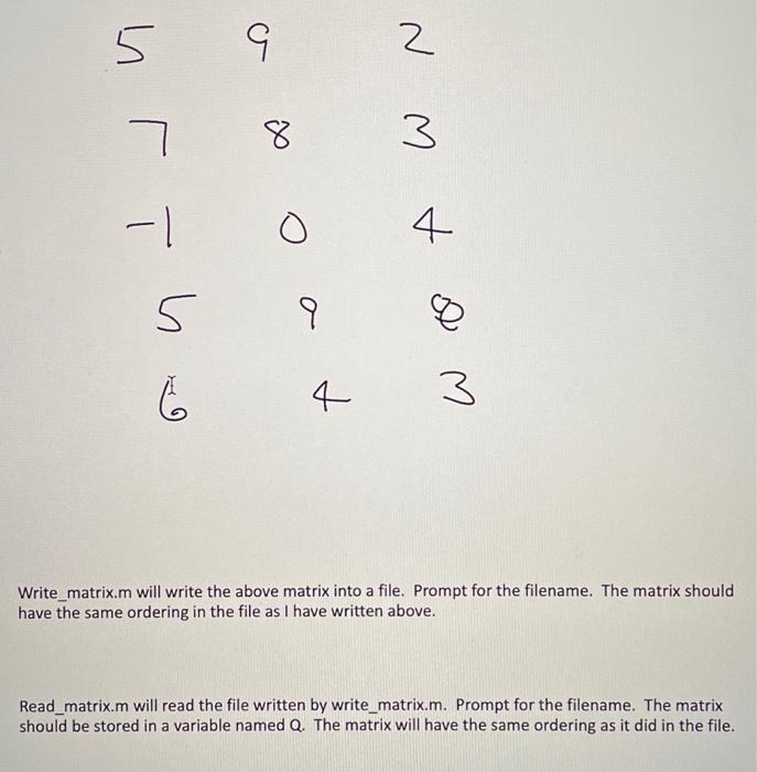 Solved MATLABMatricesUsing fscanf, fopen, fclose, (fid) %i , | Chegg.com