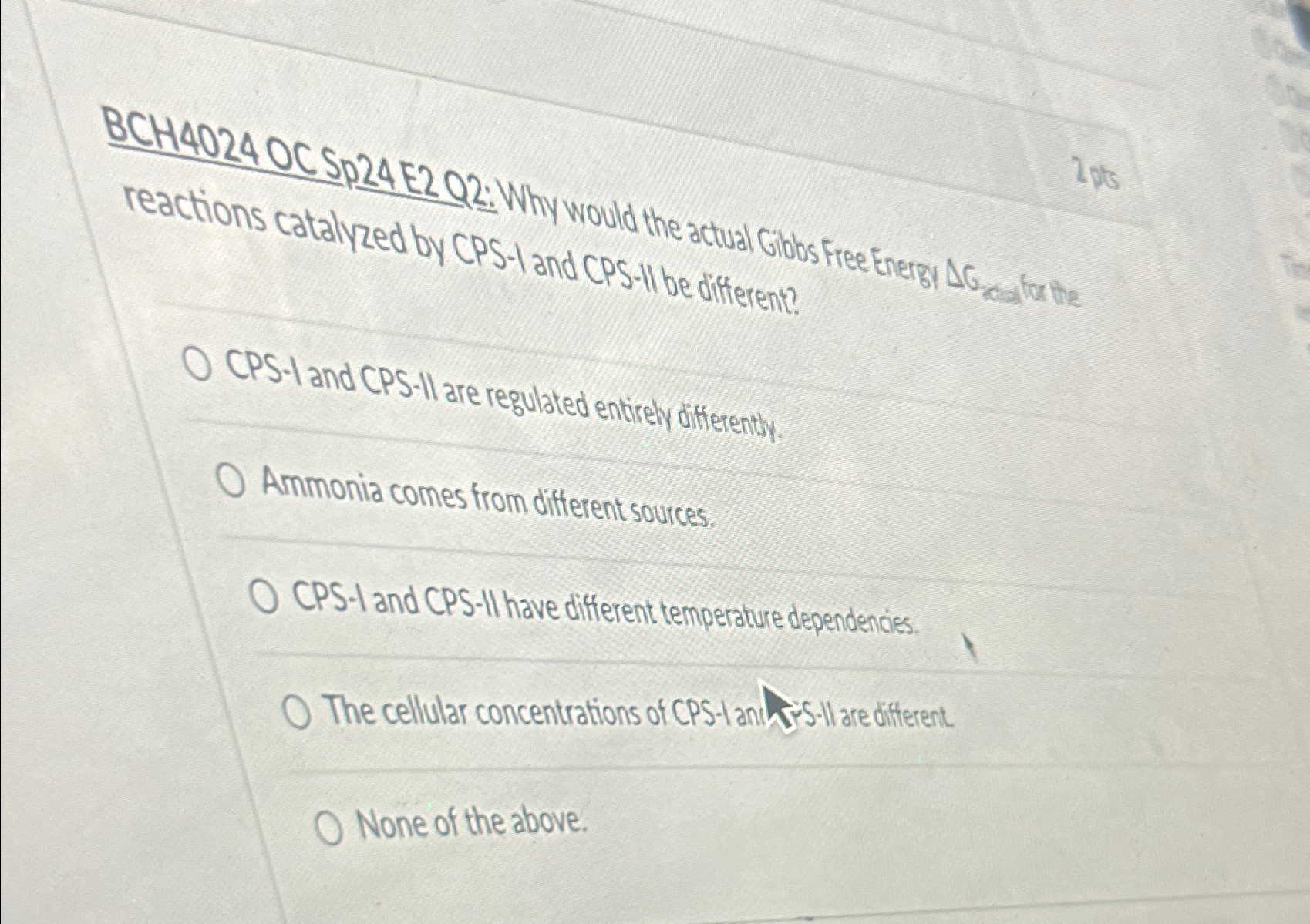 Solved reactions catalyzed by CPS-I and CPS-11 ﻿be | Chegg.com