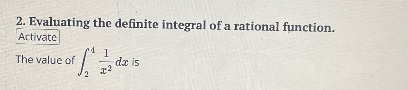Solved Evaluating the definite integral of a rational | Chegg.com
