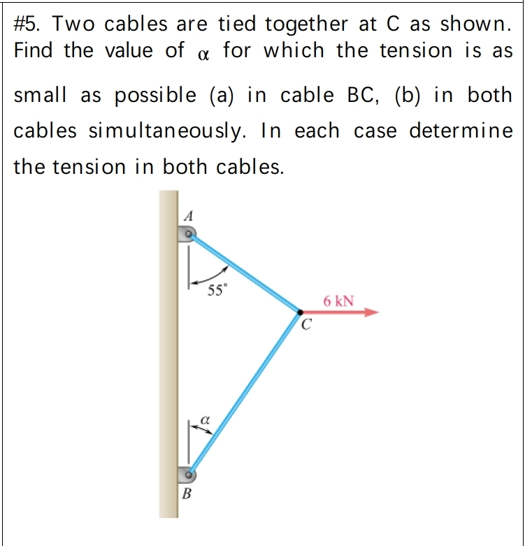 Solved #5. ﻿Two cables are tied together at C ﻿as shown. | Chegg.com