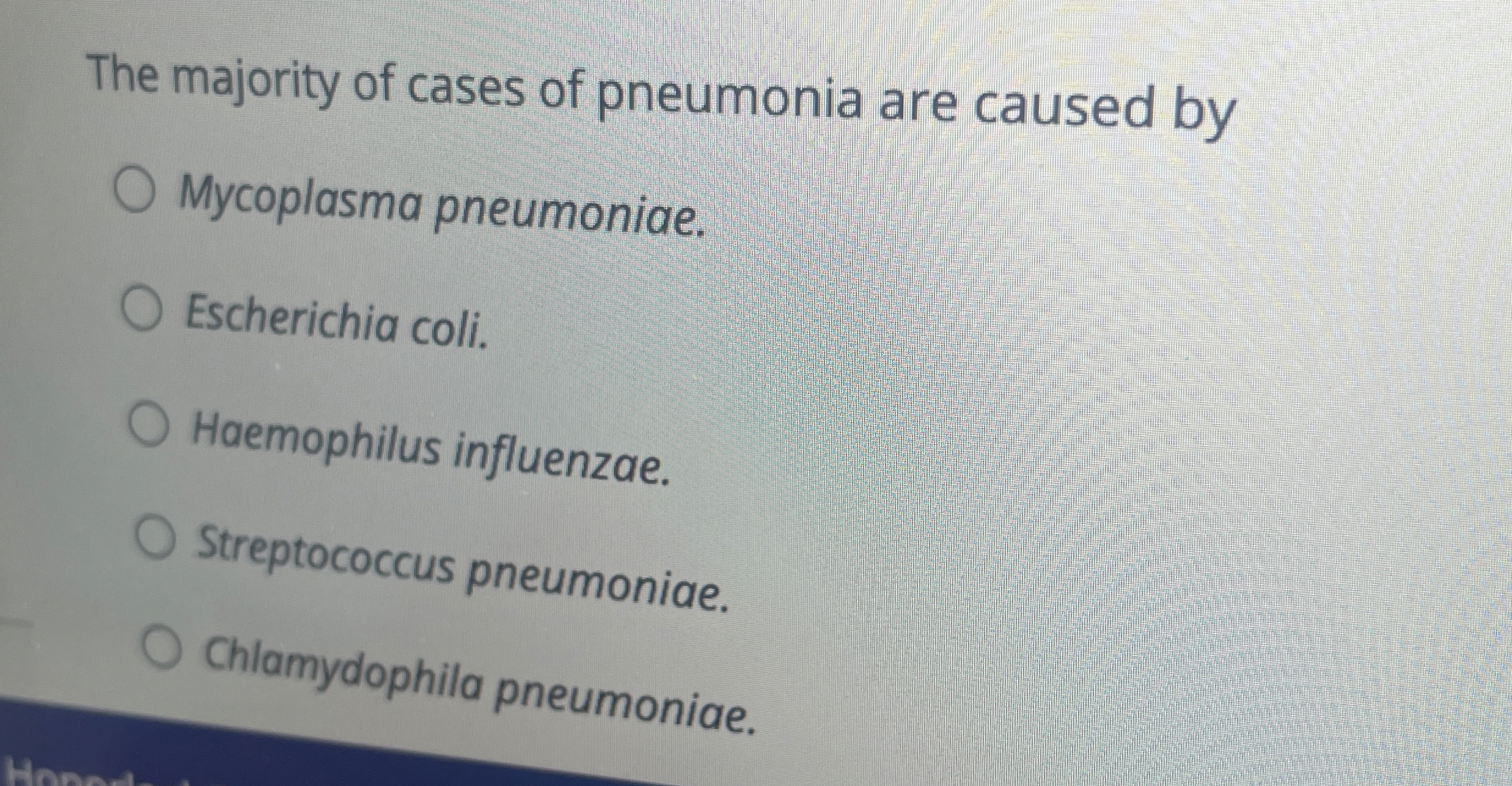 Solved The majority of cases of pneumonia are caused | Chegg.com