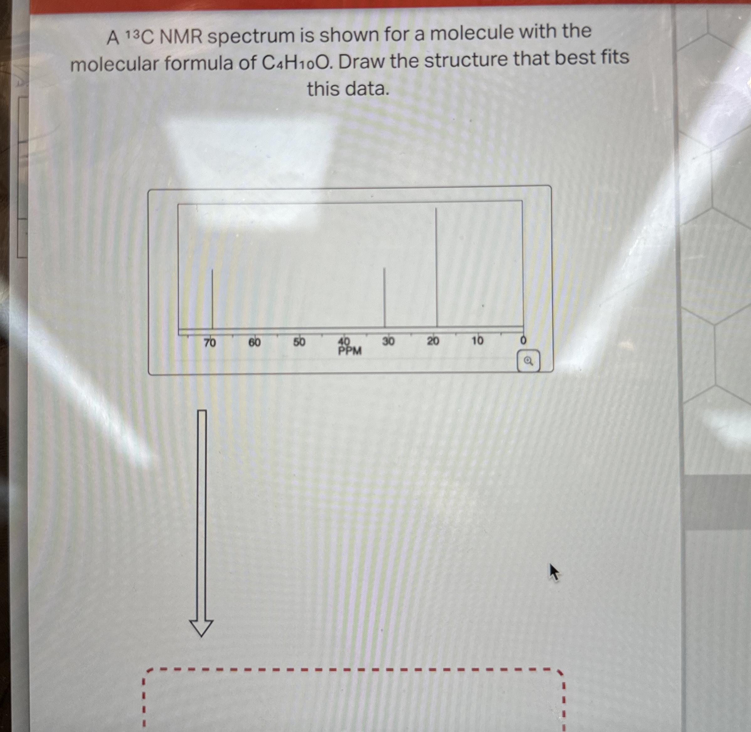 Solved A ?13C ﻿NMR spectrum is shown for a molecule with the | Chegg.com