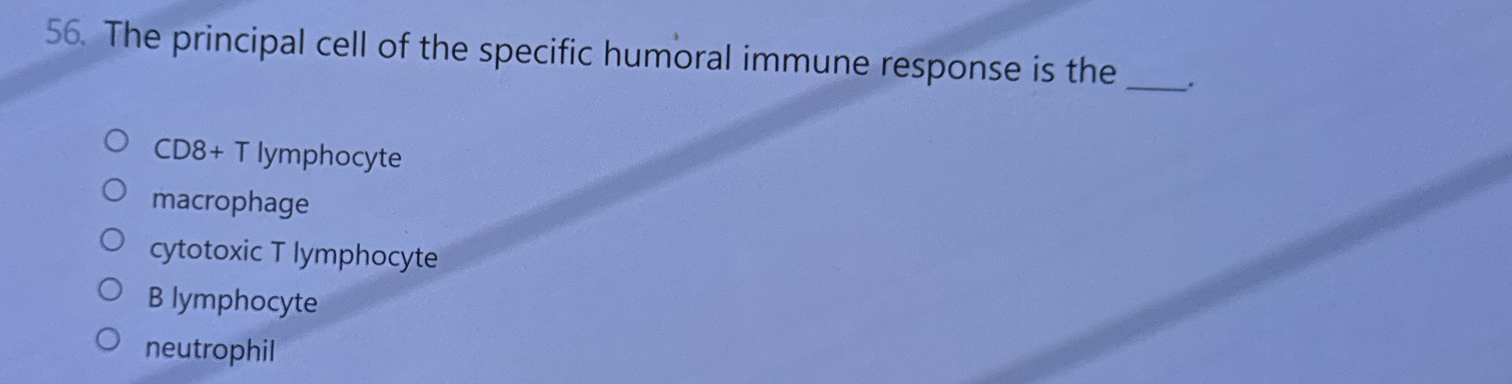 Solved The principal cell of the specific humoral immune | Chegg.com
