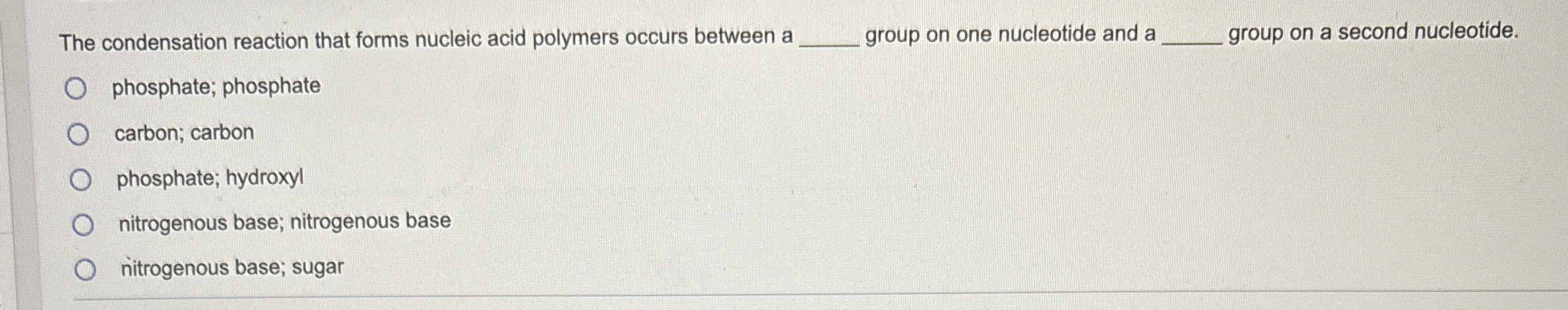 Solved The condensation reaction that forms nucleic acid | Chegg.com