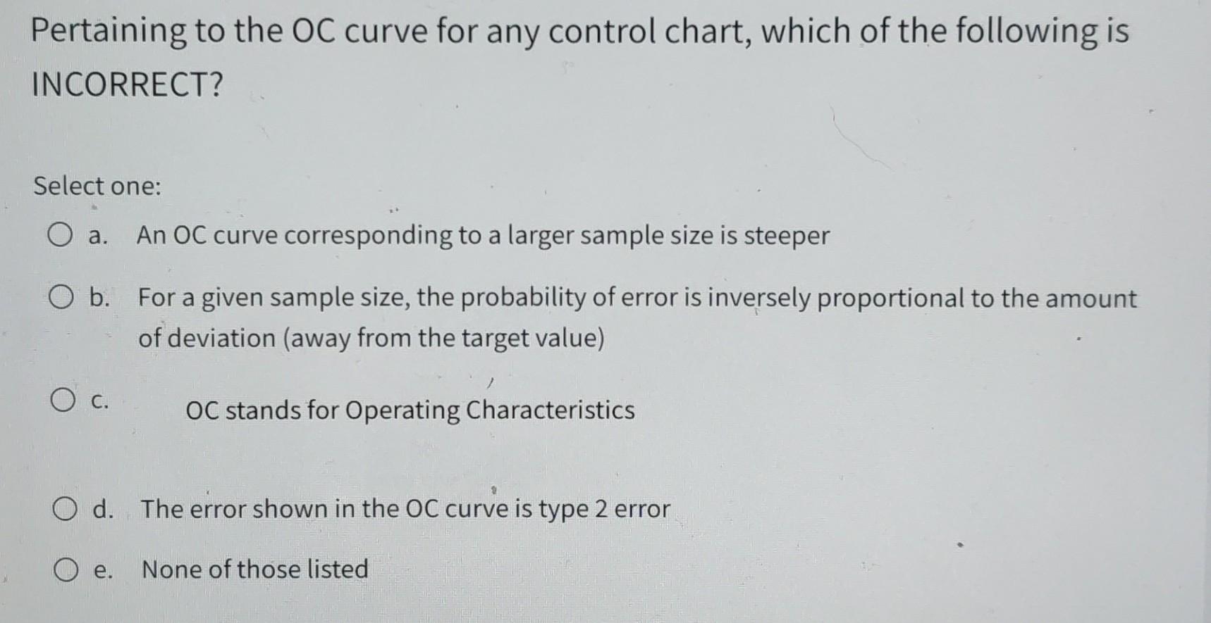 Solved Pertaining to the OC curve for any control chart, | Chegg.com
