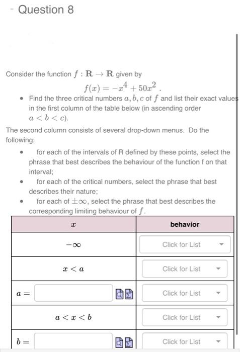 Solved Consider the function f:R→R given by f(x)=−x4+50x2 - | Chegg.com