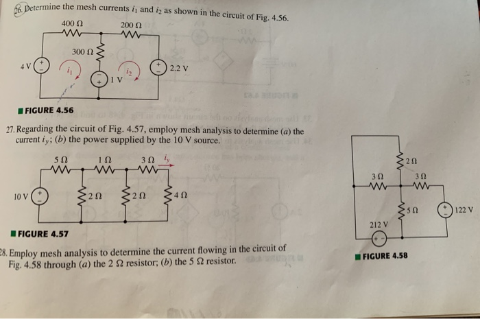 Solved 26 Determine The Mesh Currents I And Is As Shown In