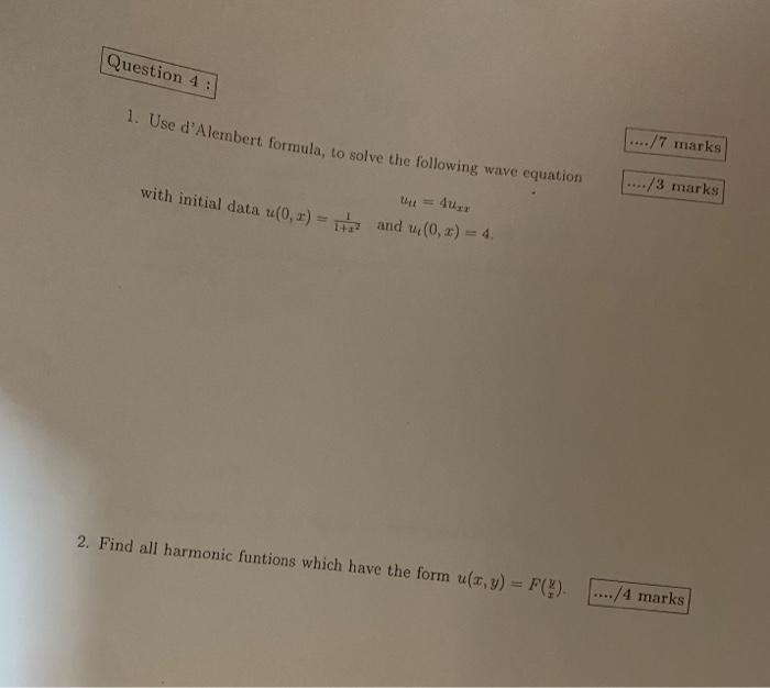 Solved 1. Use d'Alembert formula, to solve the following | Chegg.com