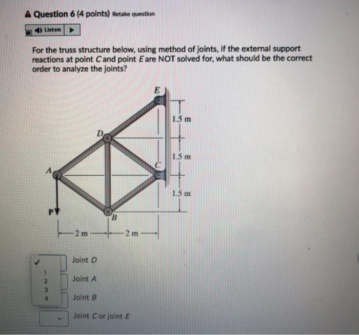 Solved A Question 3 (4 points) Retake question Listen The | Chegg.com Solved A Question 3 (4 points) Retake question Listen The | Chegg.com