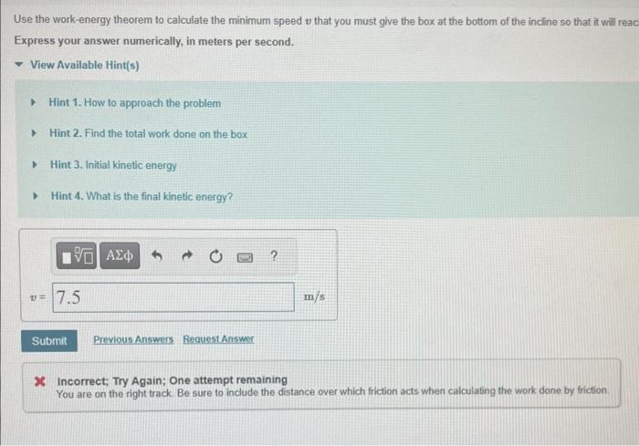 Solved Use the work-energy theorem to calculate the minimum | Chegg.com