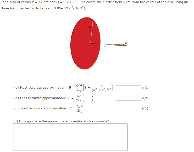 Solved For a disk of radius R=17cm ﻿and Q=9×10-6C, | Chegg.com