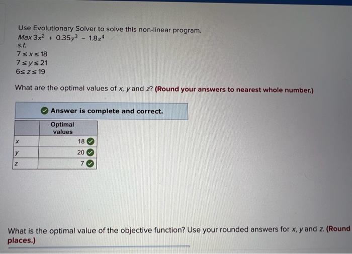 Solved Use Evolutionary Solver To Solve This Non Linear