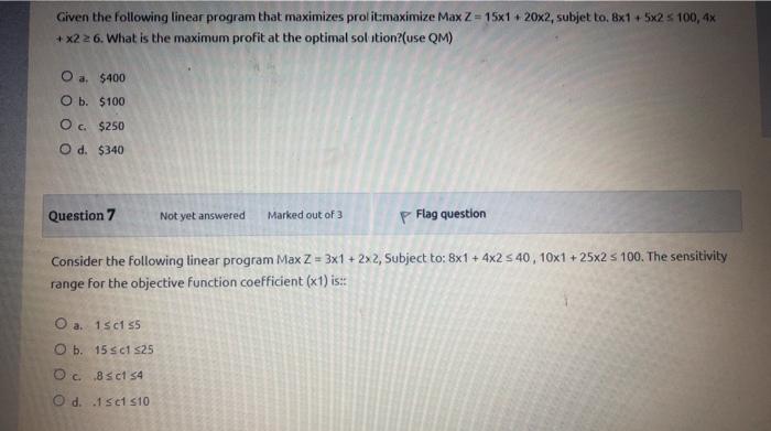 Solved Given the following linear program that maximizes | Chegg.com
