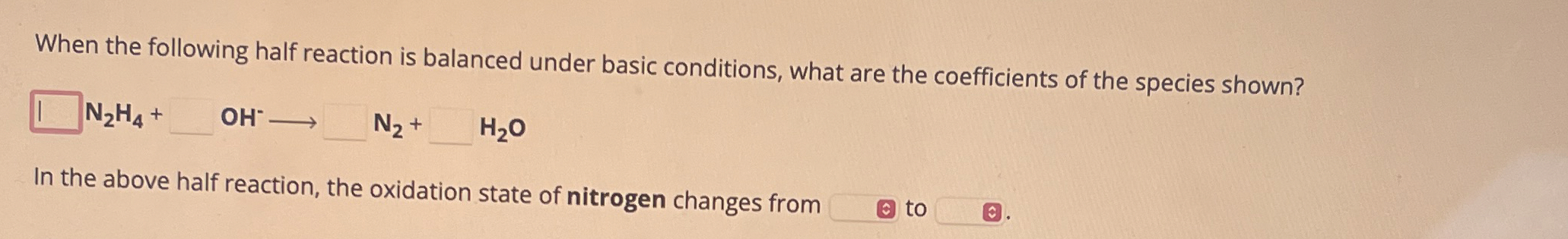 Solved When the following half reaction is balanced under | Chegg.com