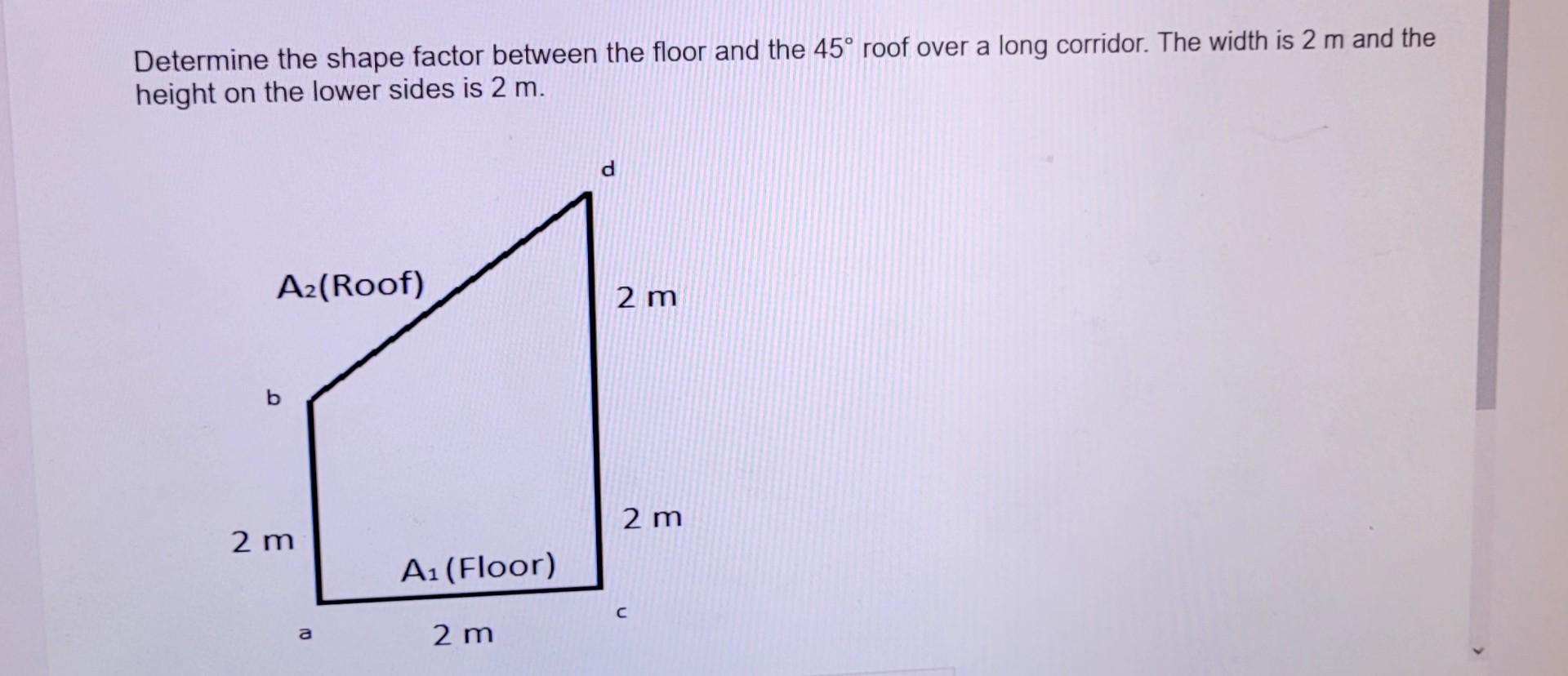 Solved Determine the shape factor between the floor and the | Chegg.com