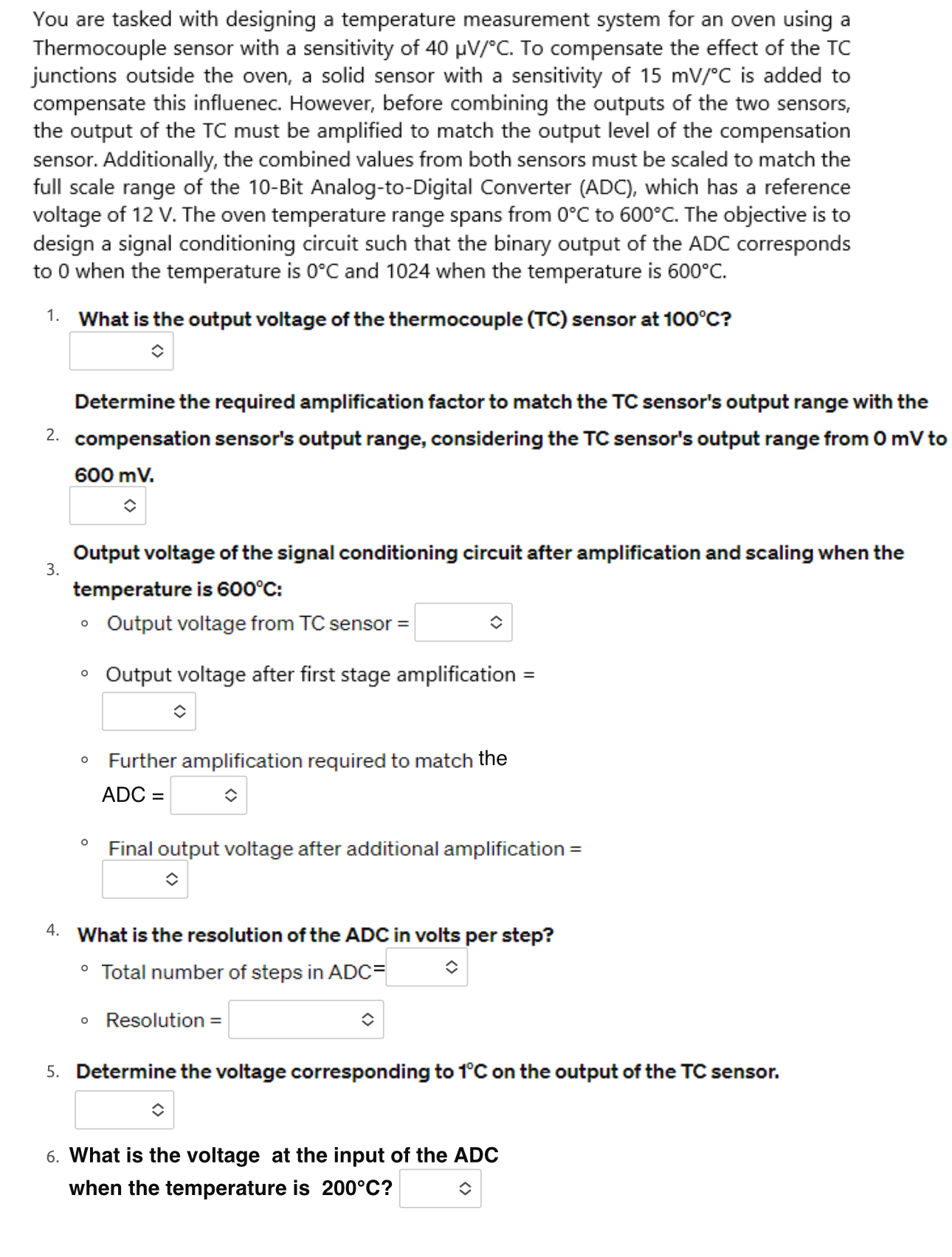 Solved You are tasked with designing a temperature | Chegg.com