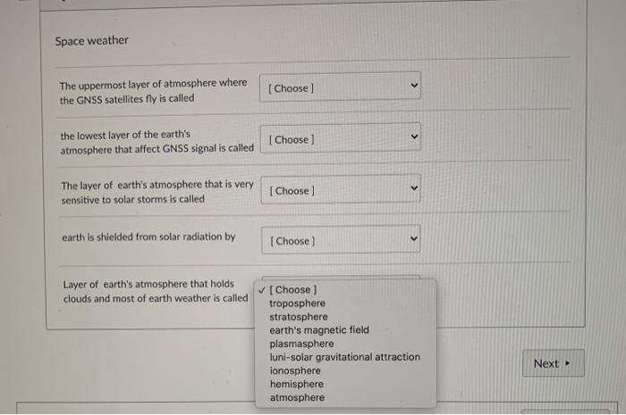 Solved Space weather The uppermost layer of atmosphere where | Chegg.com