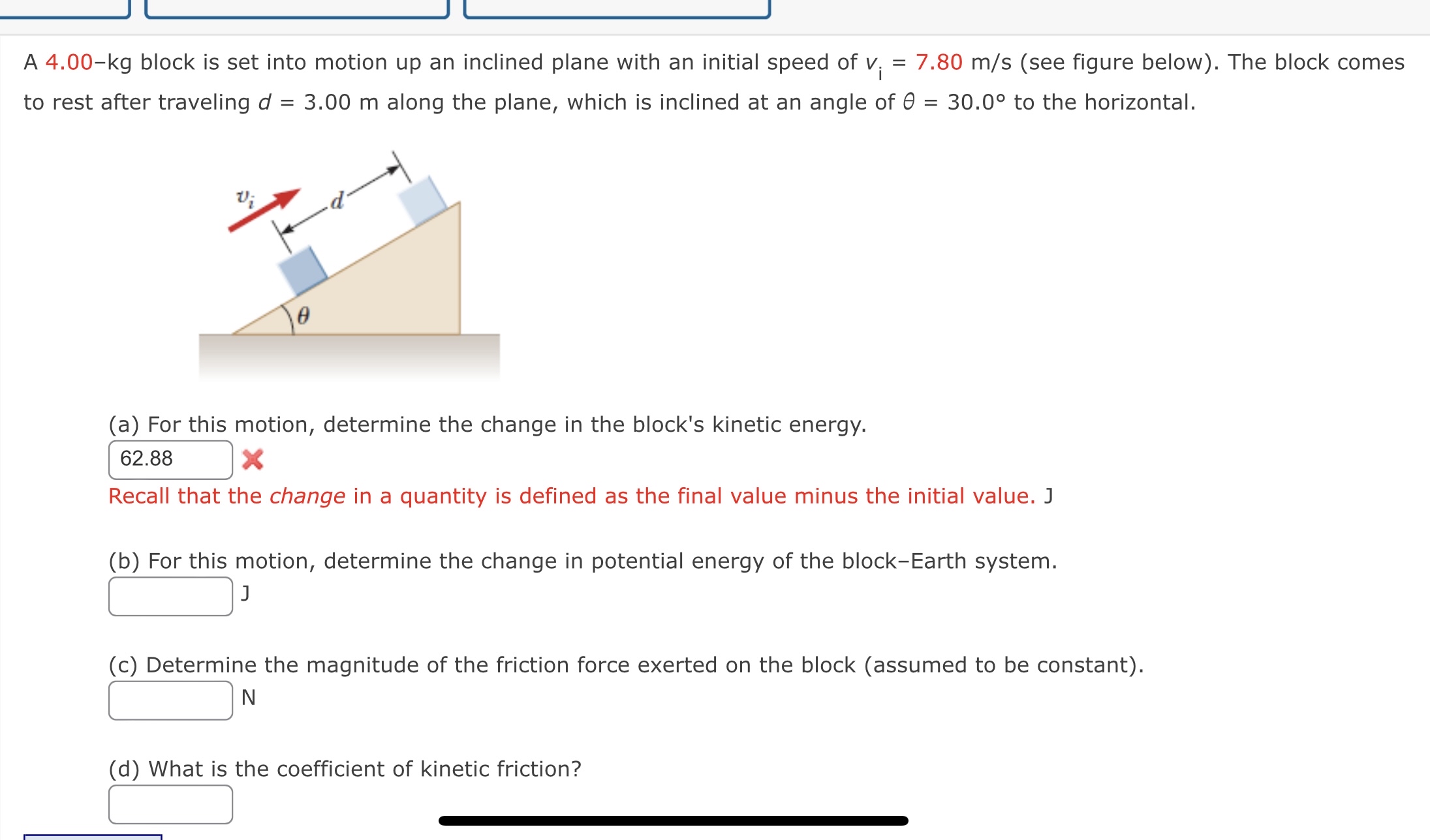 Solved A 4.00-kg ﻿block is set into motion up an inclined | Chegg.com