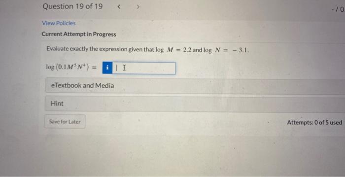 Solved Evaluate exactly the expression given that logM=2.2 | Chegg.com Solved Evaluate exactly the expression given that logM=2.2 | Chegg.com