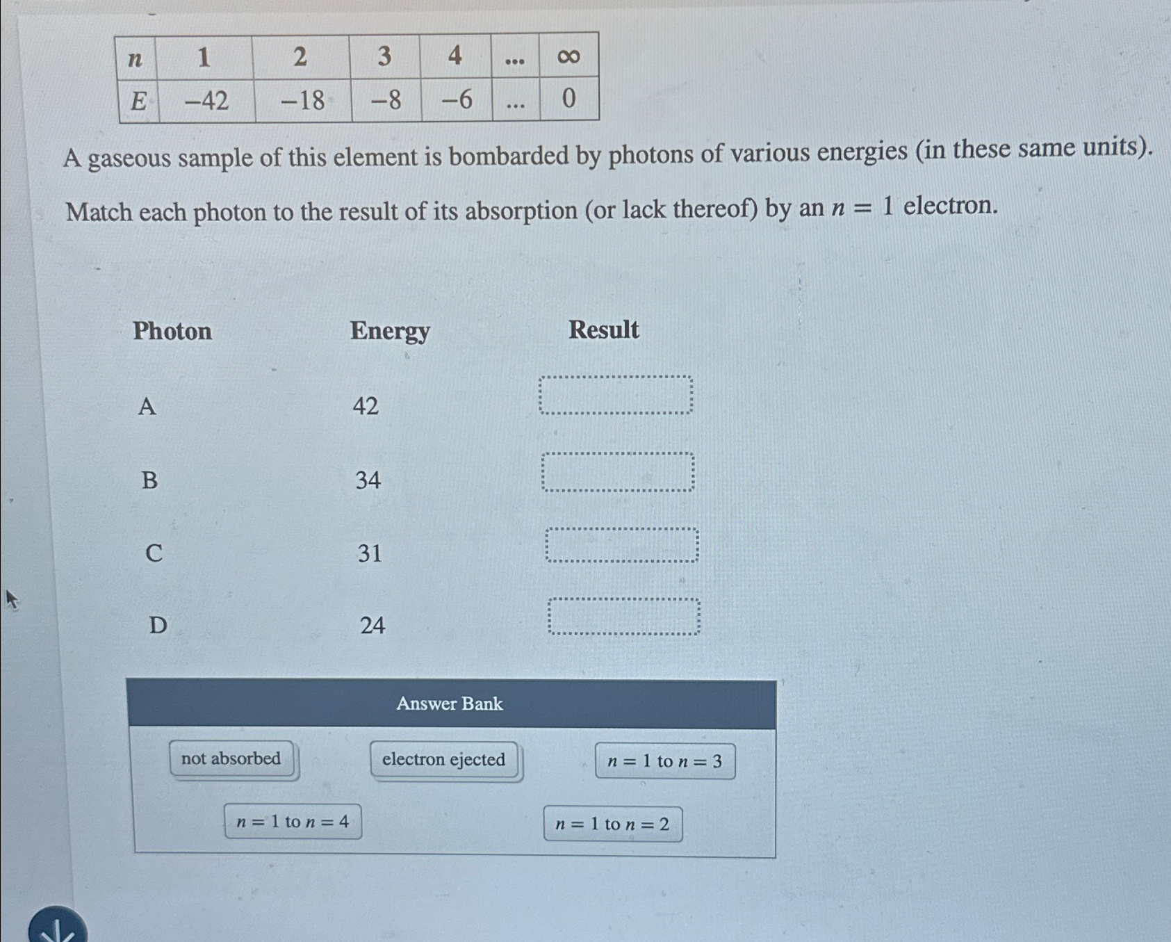 Solved \table[[n,1,2,3,4,dots,∞ | Chegg.com