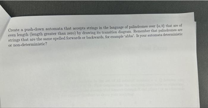 Solved Create a push-down automata that accepts strings in | Chegg.com