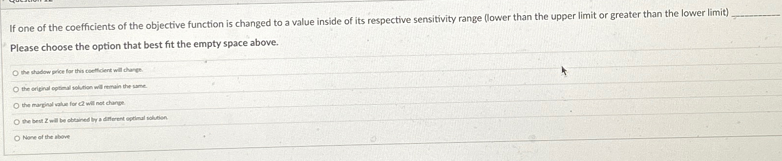 Solved If One Of The Coefficients Of The Objective Function