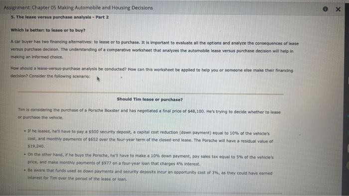 Assigniment: Chapter 05 Making Automobile and Housing | Chegg.com