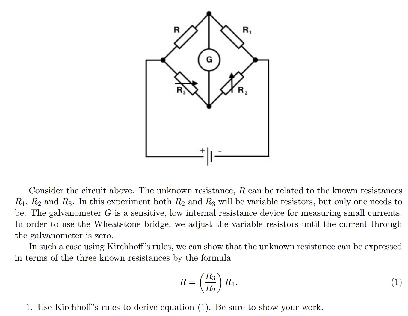 Solved Consider the circuit above. The unknown resistance, R | Chegg.com