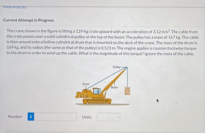 Solved The crane shown in the figure is lifting a 129- kg | Chegg.com