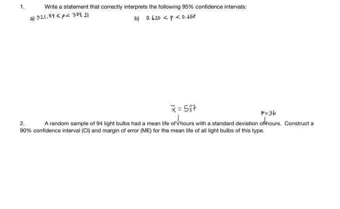 Solved 1. Write a statement that correctly interprets the | Chegg.com
