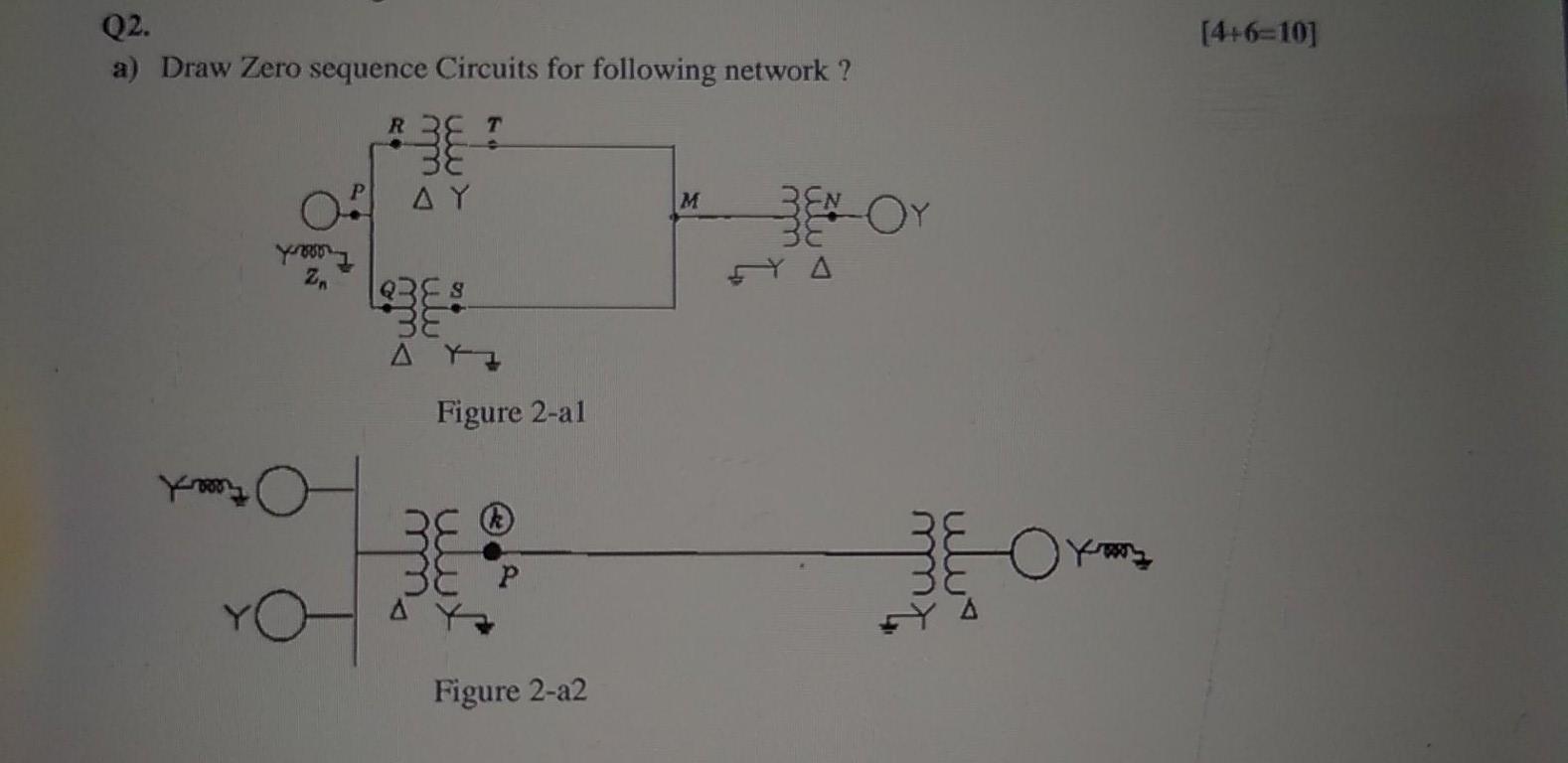 Solved [4+6=10] Q2. a) Draw Zero sequence Circuits for | Chegg.com
