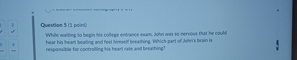 Solved 3Question 5 (1 ﻿point)While waiting to begin his | Chegg.com