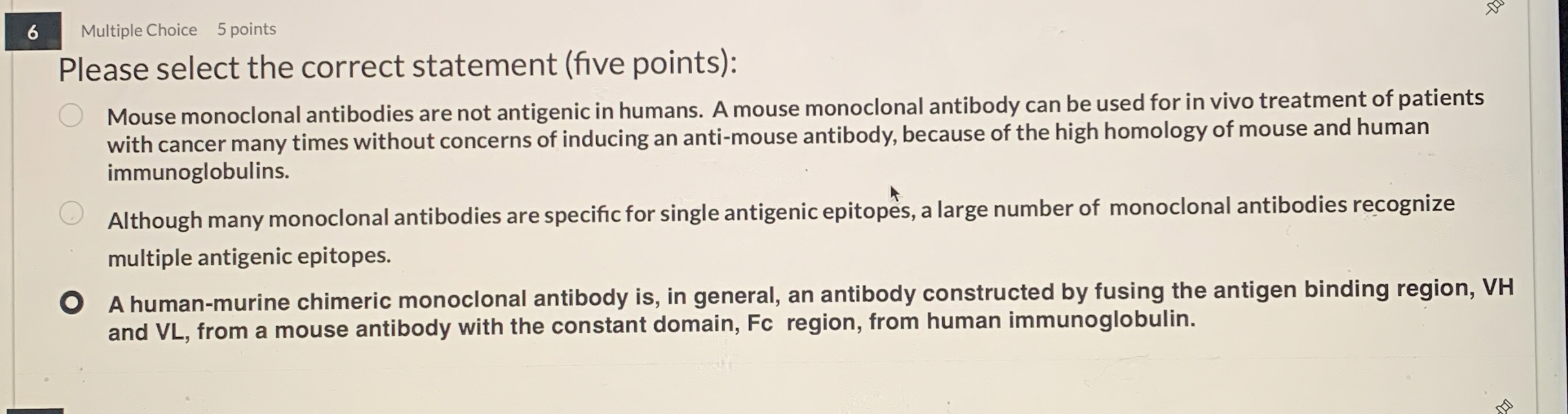 Solved 6Multiple Choice5 ﻿pointsPlease select the correct | Chegg.com
