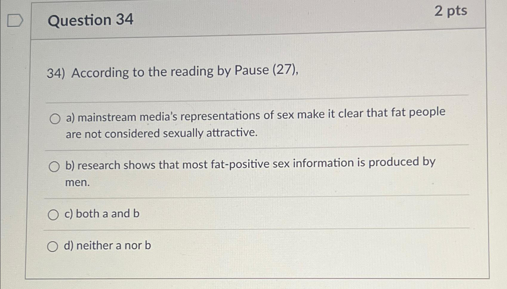 Solved Question 342 ﻿ptsAccording to the reading by Pause | Chegg.com