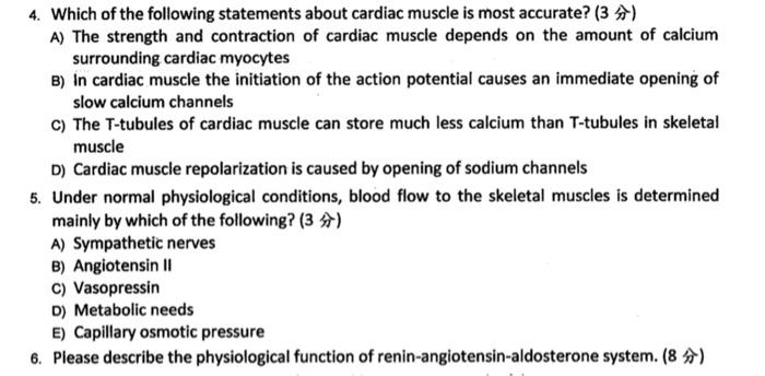 Solved 4. Which of the following statements about cardiac | Chegg.com