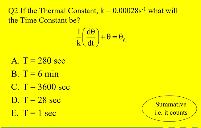 Solved Q2 ﻿If the Thermal Constant, k=0.00028s-1 ﻿what | Chegg.com