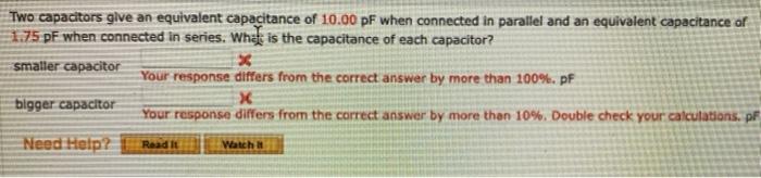 Solved Two capacitors give an equivalent capacitance of | Chegg.com