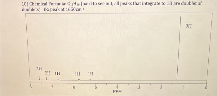 Solved 10) Chemical Formula: C12H16 (hard to see but, all | Chegg.com