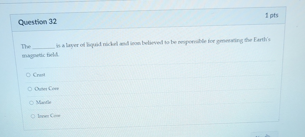 Solved Question 321 ﻿ptsThe ﻿is a layer of liquid nickel | Chegg.com