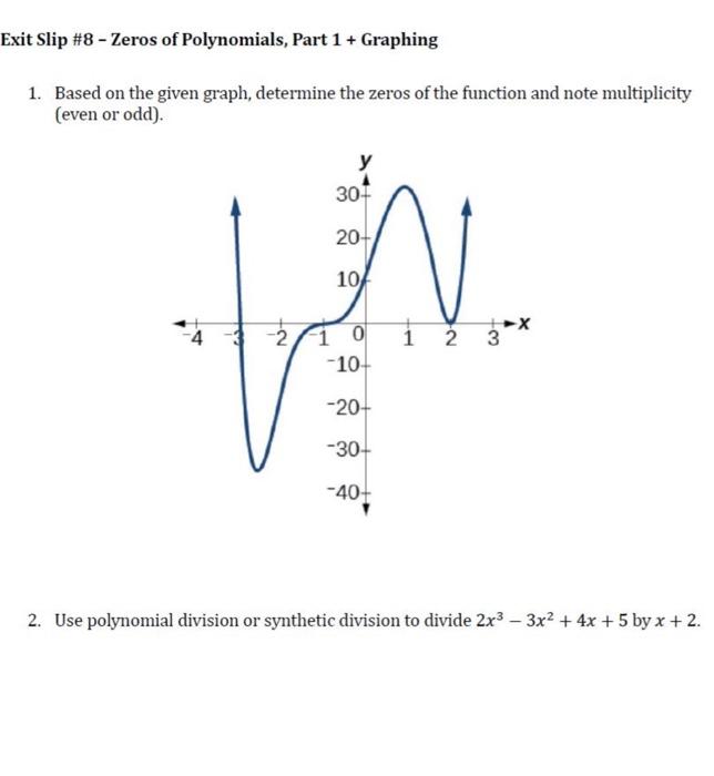 Solved кit Slip \#8 - Zeros of Polynomials, Part 1 + | Chegg.com
