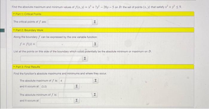 Solved ind the absolute maximum and minimum values of | Chegg.com