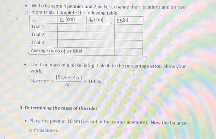 PHY 251 Lab 10 - Torque and Rotational Equilibrium | Chegg.com