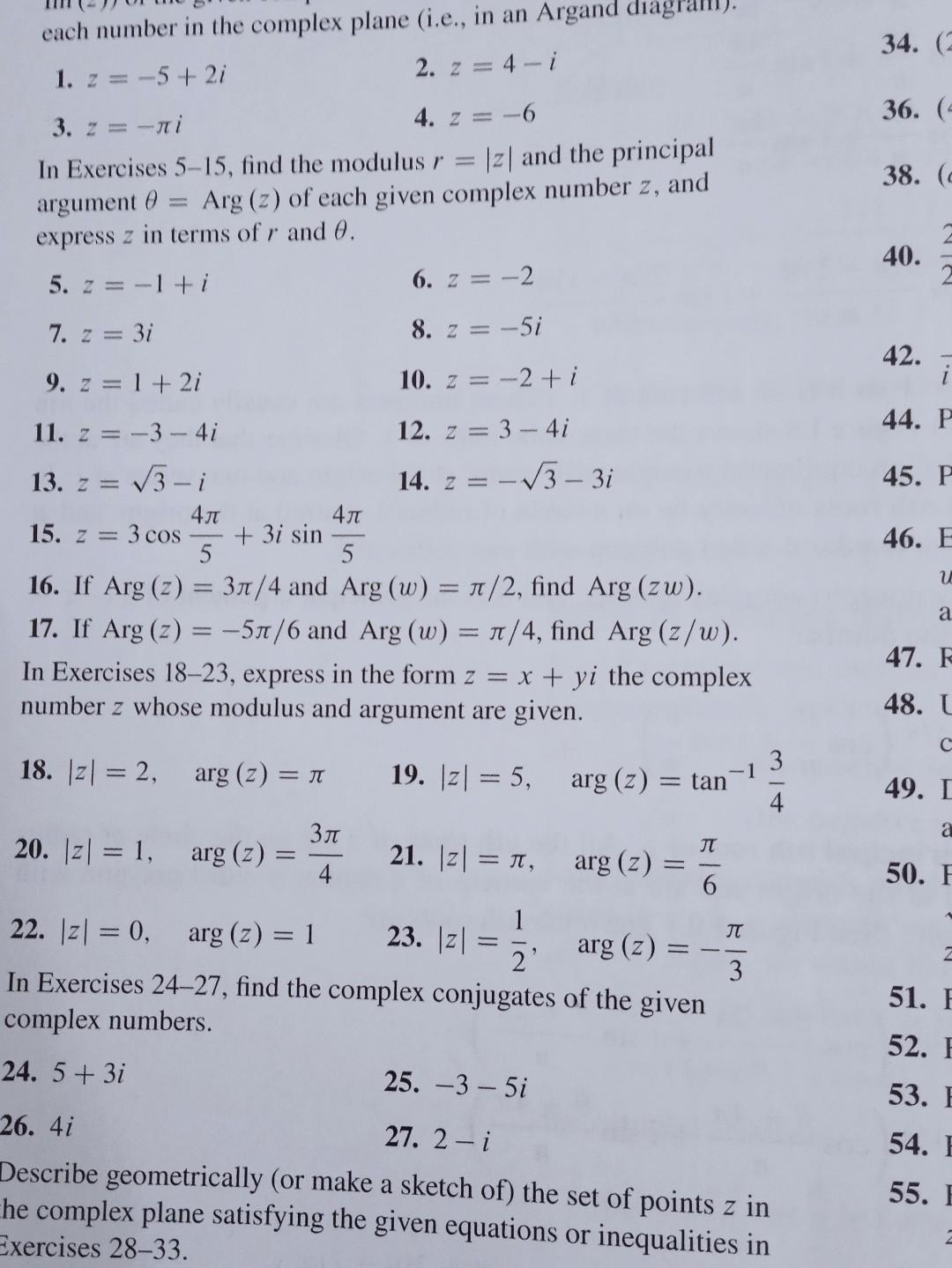 each number in the complex plane (i.e., in an Argand | Chegg.com