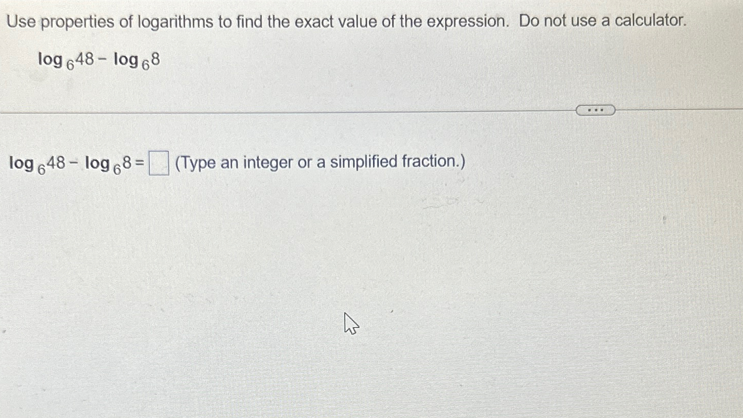 Solved Use properties of logarithms to find the exact value | Chegg.com