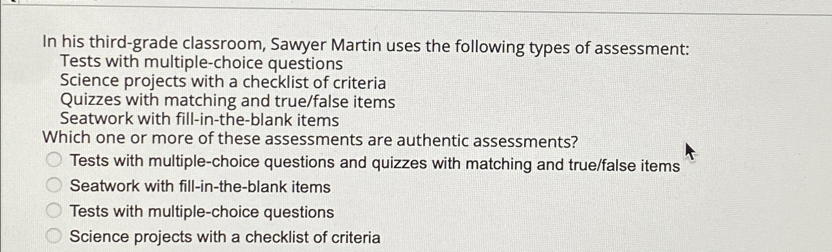 Solved In his third-grade classroom, Sawyer Martin uses the | Chegg.com