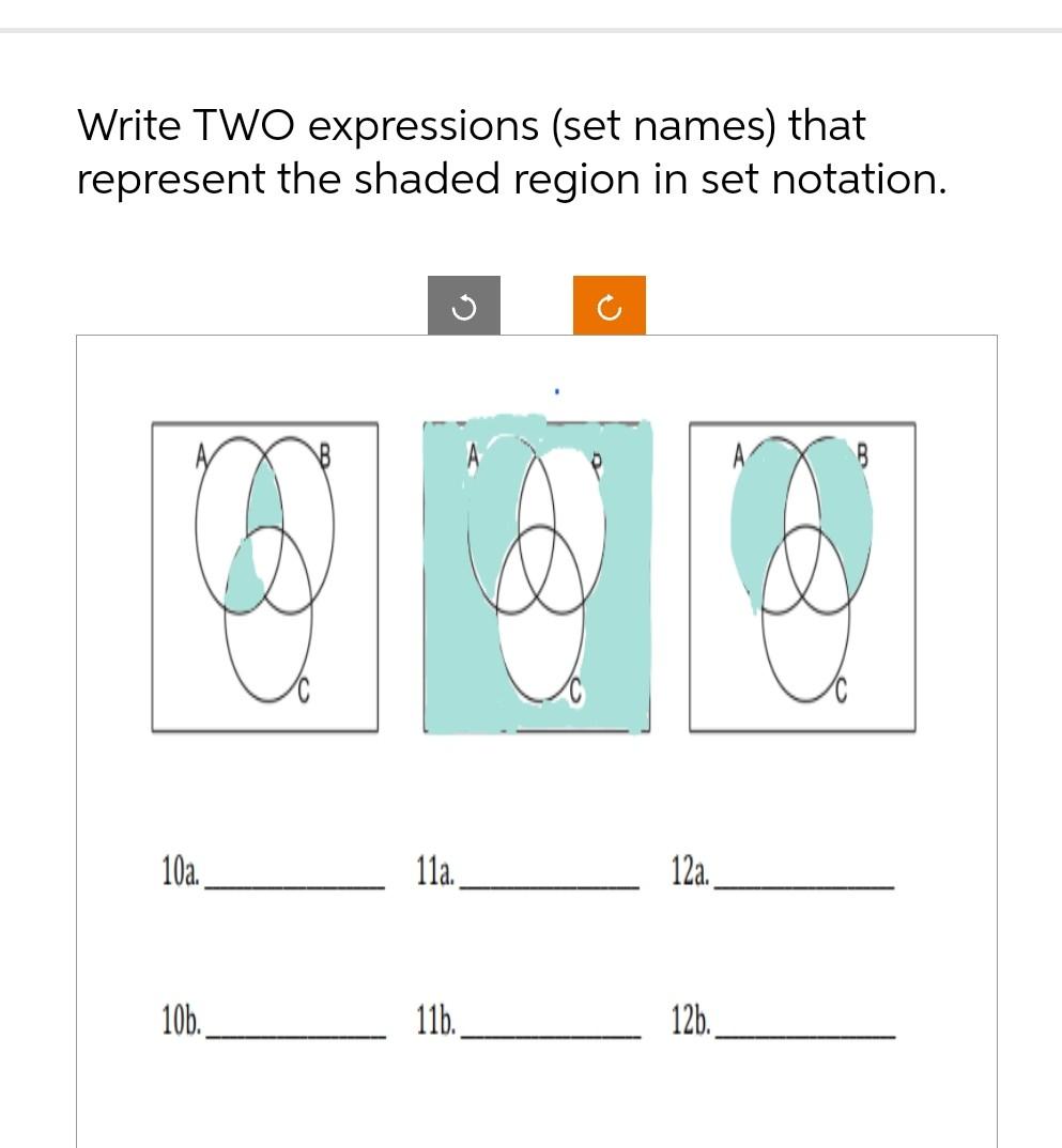 Solved Write TWO expressions (set names) that represent the | Chegg.com
