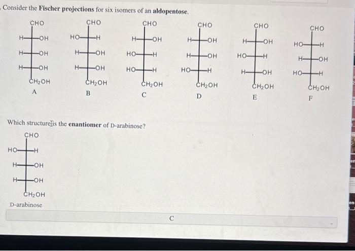 Solved Consider the Fischer projections for six isomers of | Chegg.com
